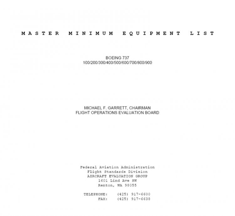 Boeing 737 MMEL - Авиадокументация - Avsim.su
