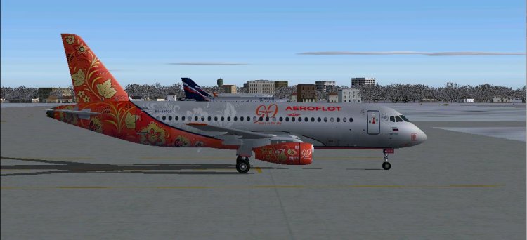 Текстуры Аэрофлот 90 лет(Хохлома) к AI модели SSJ-100 UTT - FS2004 AI ...