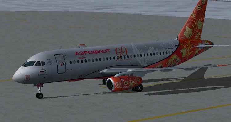 Текстуры Аэрофлот 90 лет(Хохлома) к AI модели SSJ-100 UTT - FS2004 AI ...